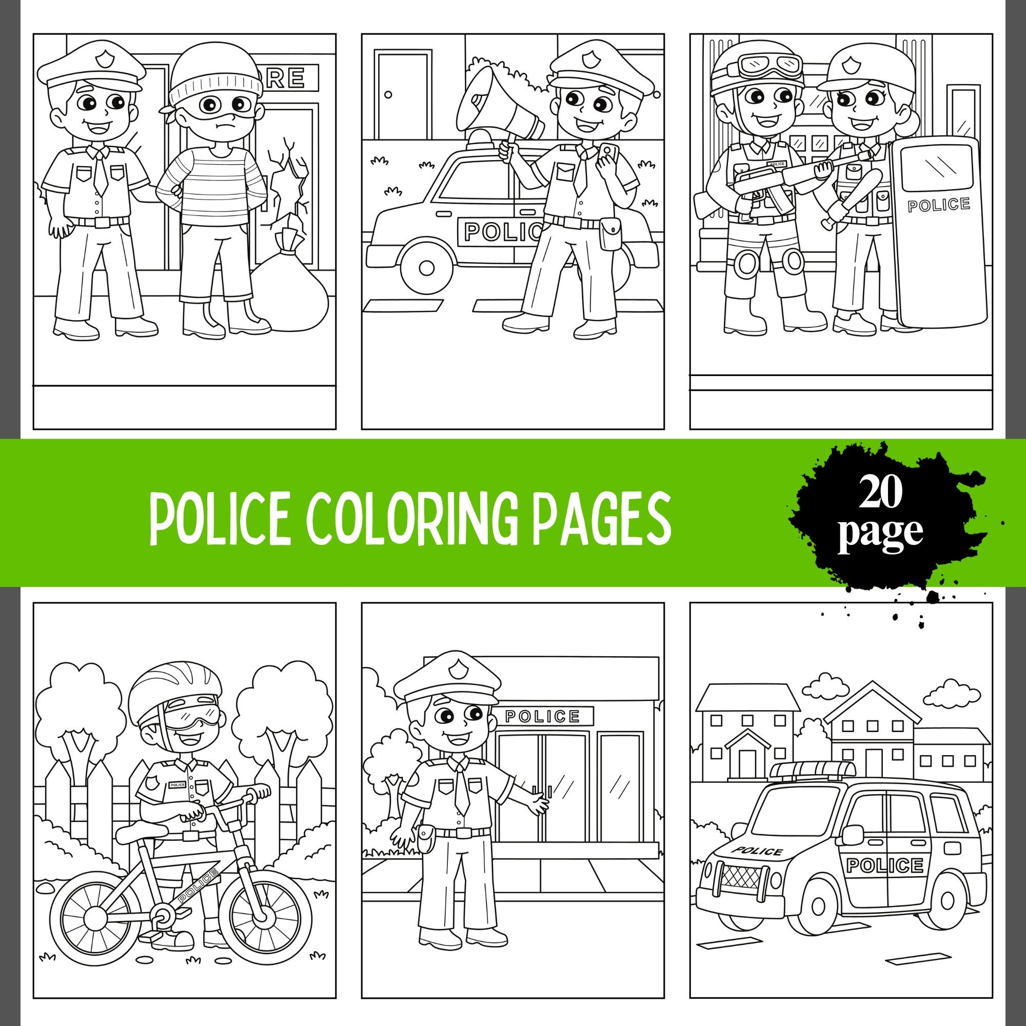 Police Coloring Pages for Kids, Police Birthday Party, Kids Activity ...