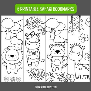 Safari Coloring Bookmarks for Kids, Animal Coloring Bookmarks, Safari ...