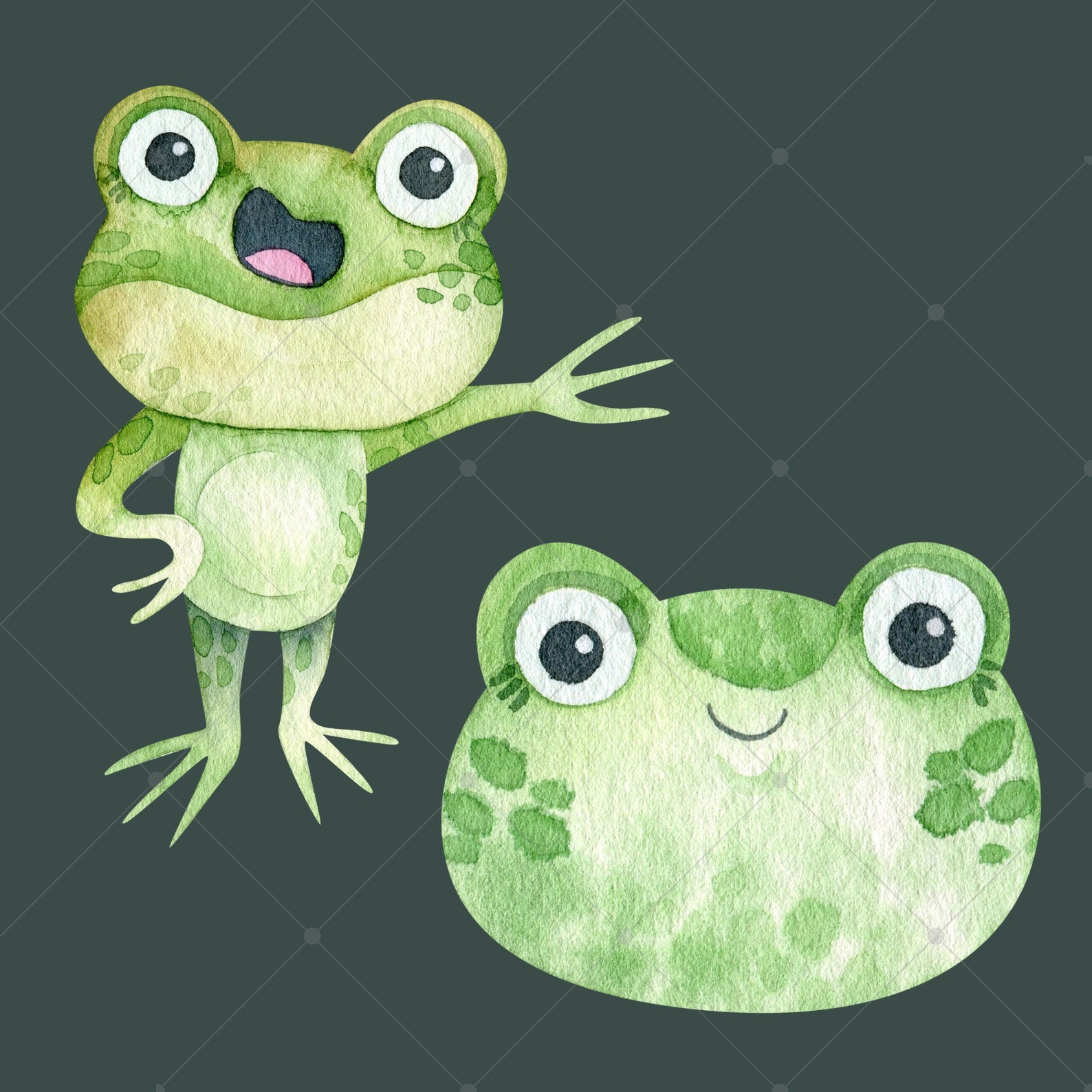 Watercolor Frog Clipart, Cute Frog Clipart, Funny Frog PNG, Cute Animal ...