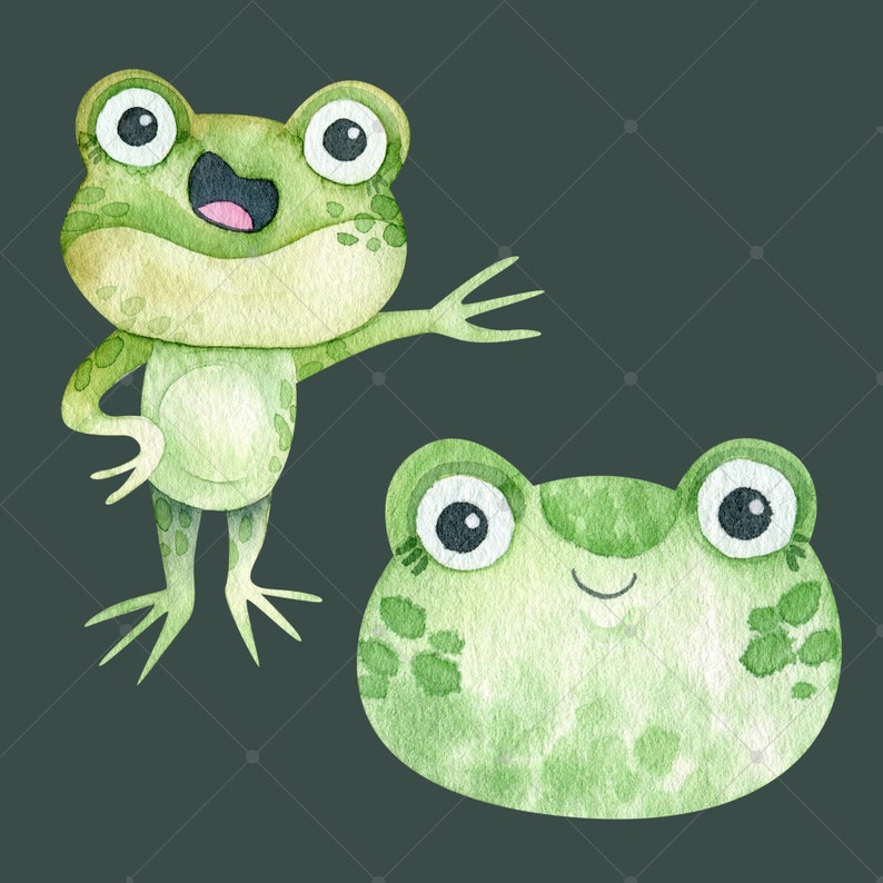 Watercolor Frog Clipart, Cute Frog Clipart, Funny Frog PNG, Cute Animal ...