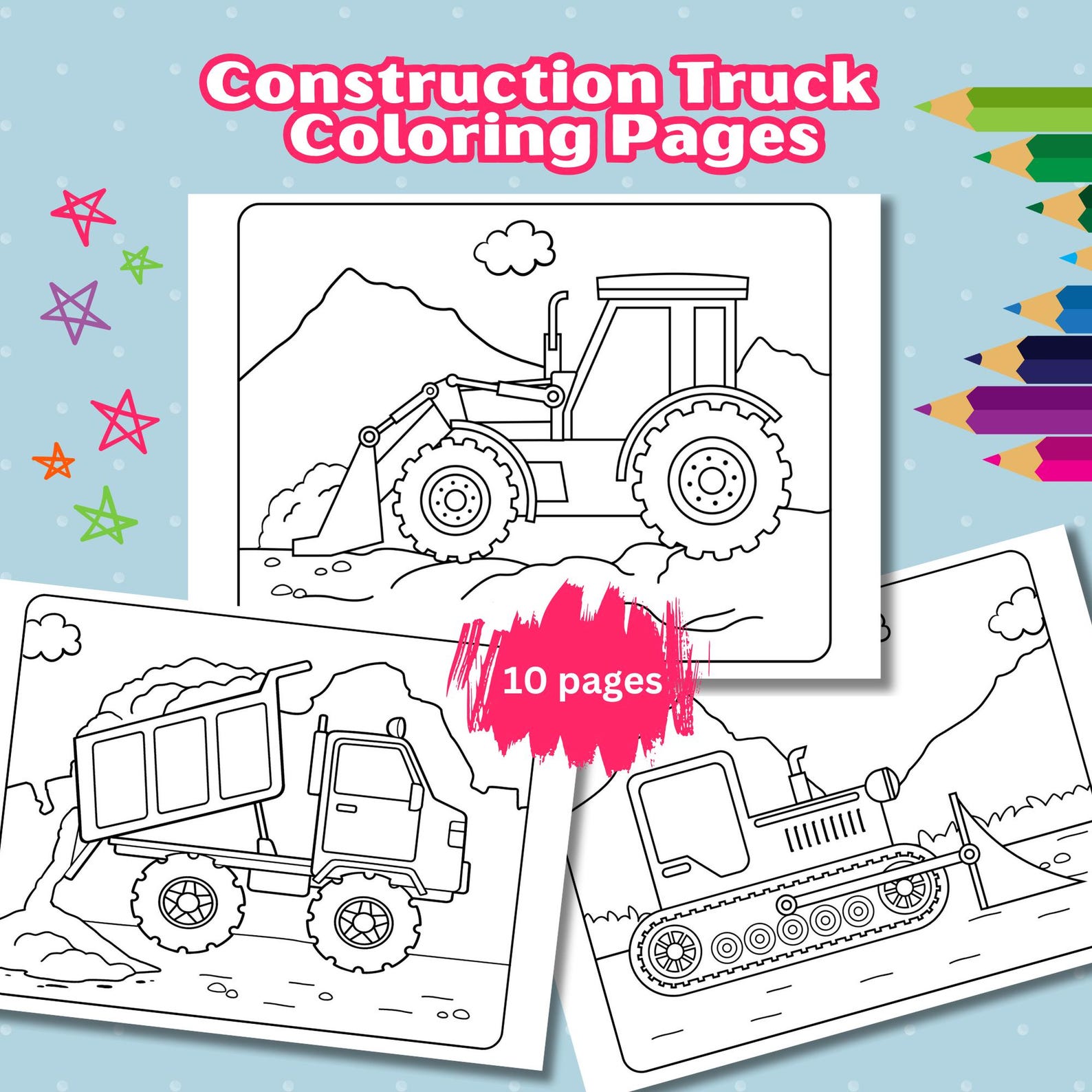 Construction Truck Coloring Pages for Kids, Construction Vehicle ...
