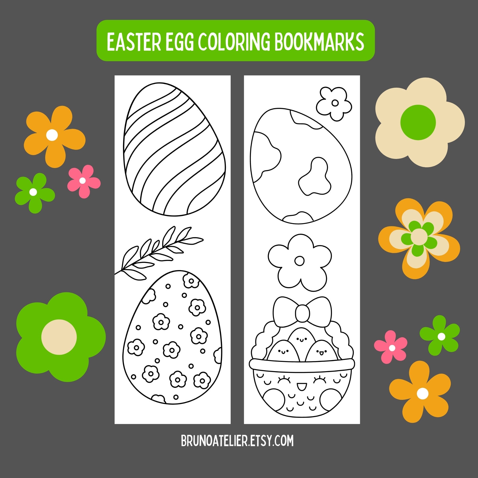 Easter Coloring Bookmarks for Kids, Easter Egg Coloring Bookmarks ...