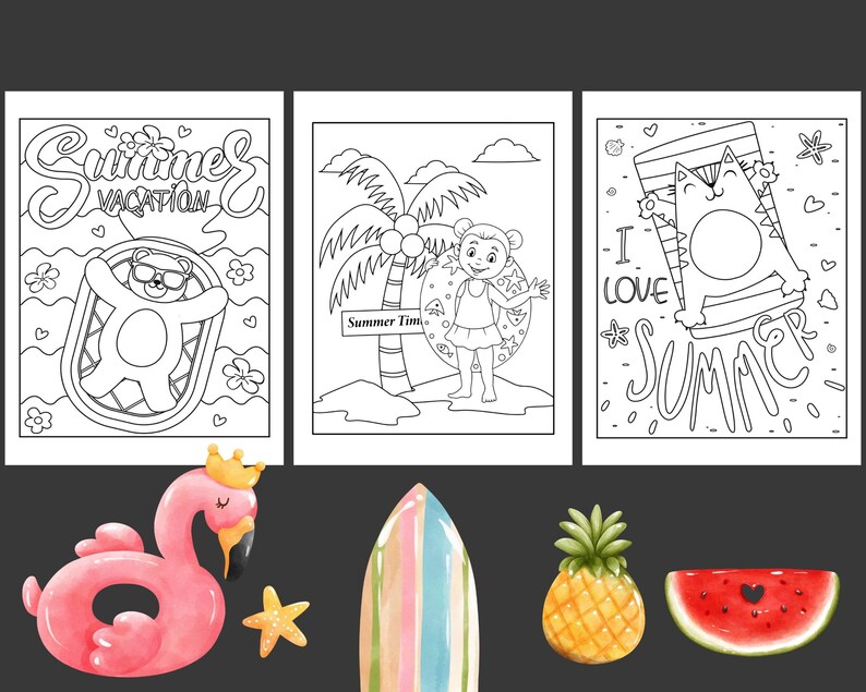 Summer Coloring Pages for Kids Beach Coloring Pages Summer - Etsy
