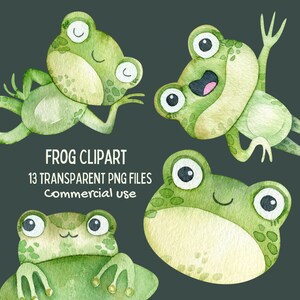 Watercolor Frog Clipart, Cute Frog Clipart, Funny Frog PNG, Cute Animal ...