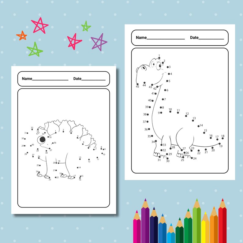 Printable Dinosaur Dot to Dot Coloring Pages, Printable Connect the ...