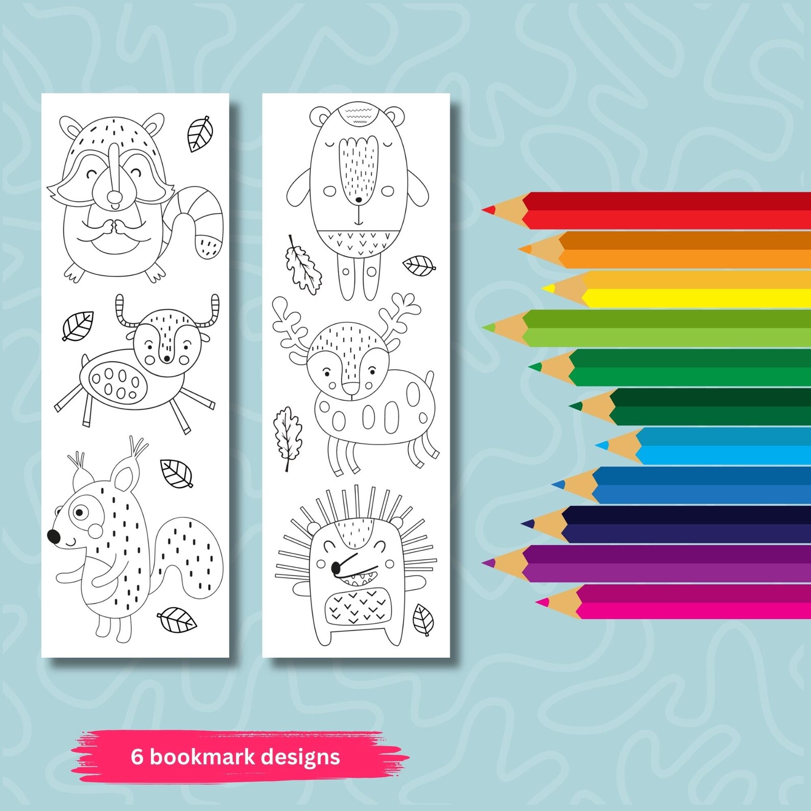 Woodland Coloring Bookmarks for Kids, Forest Bookmarks, Animal Coloring ...