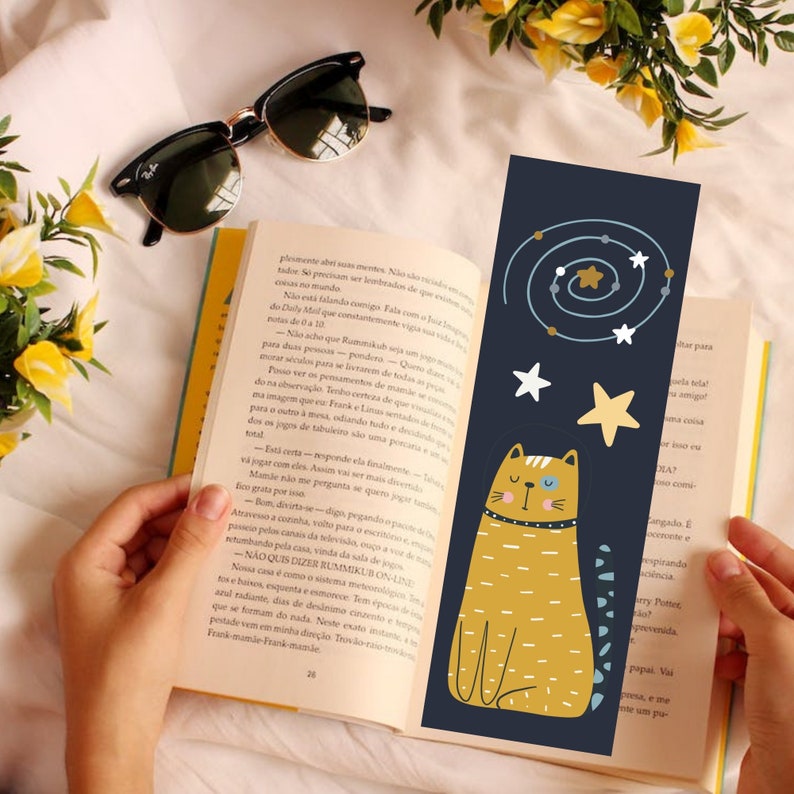 Printable Cat Bookmarks for Kids, Space Bookmarks, Galaxy Bookmarks ...