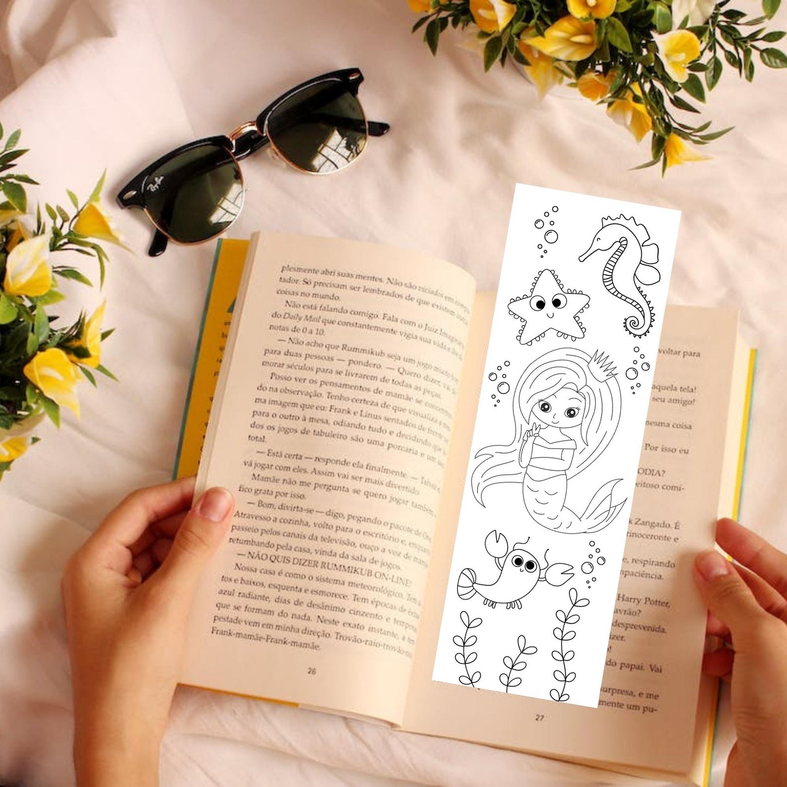 Mermaid Coloring Bookmarks for Kids, Sea Animal Coloring Bookmarks ...