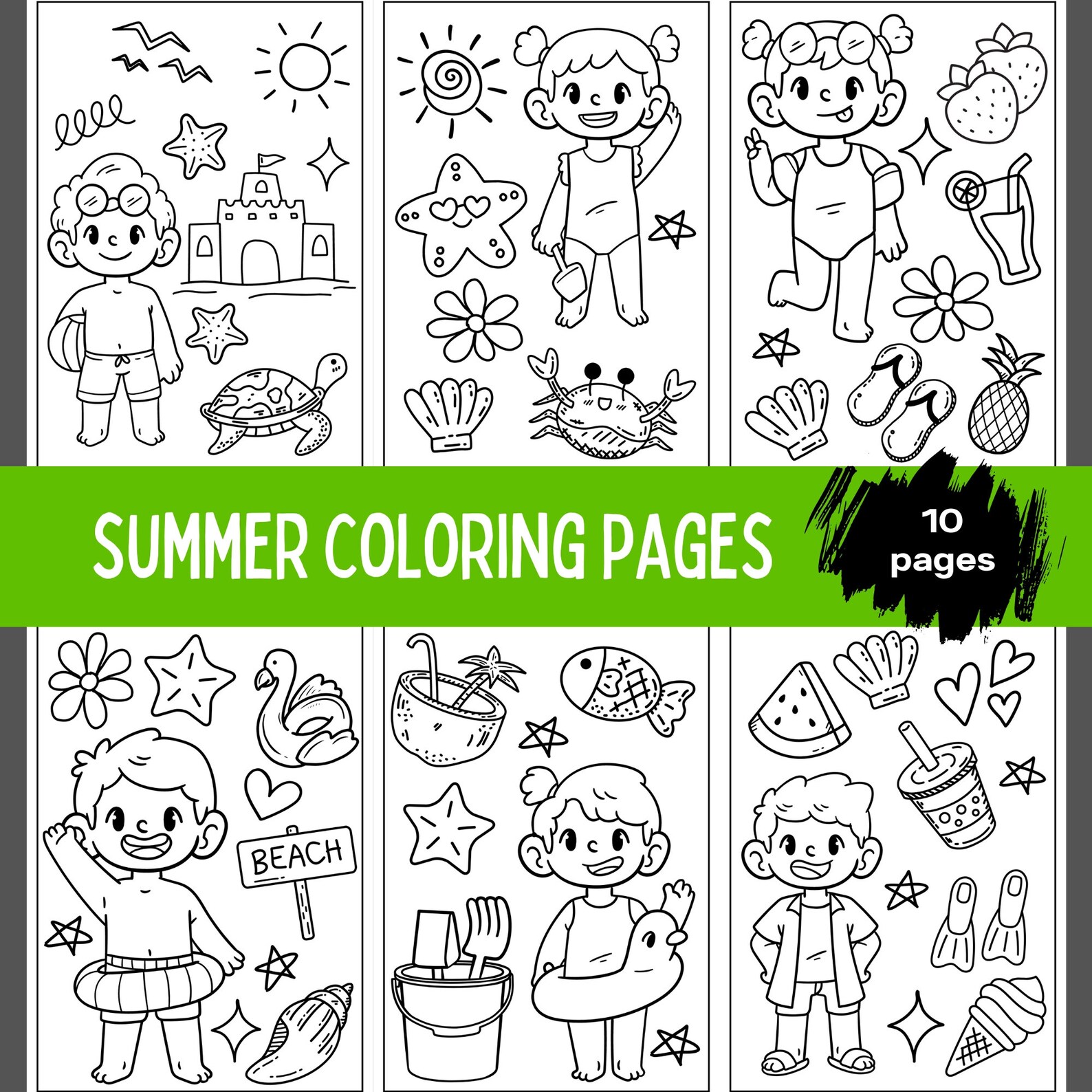 Summer Coloring Pages for Kids, Cute Coloring Pages, Beach Coloring ...