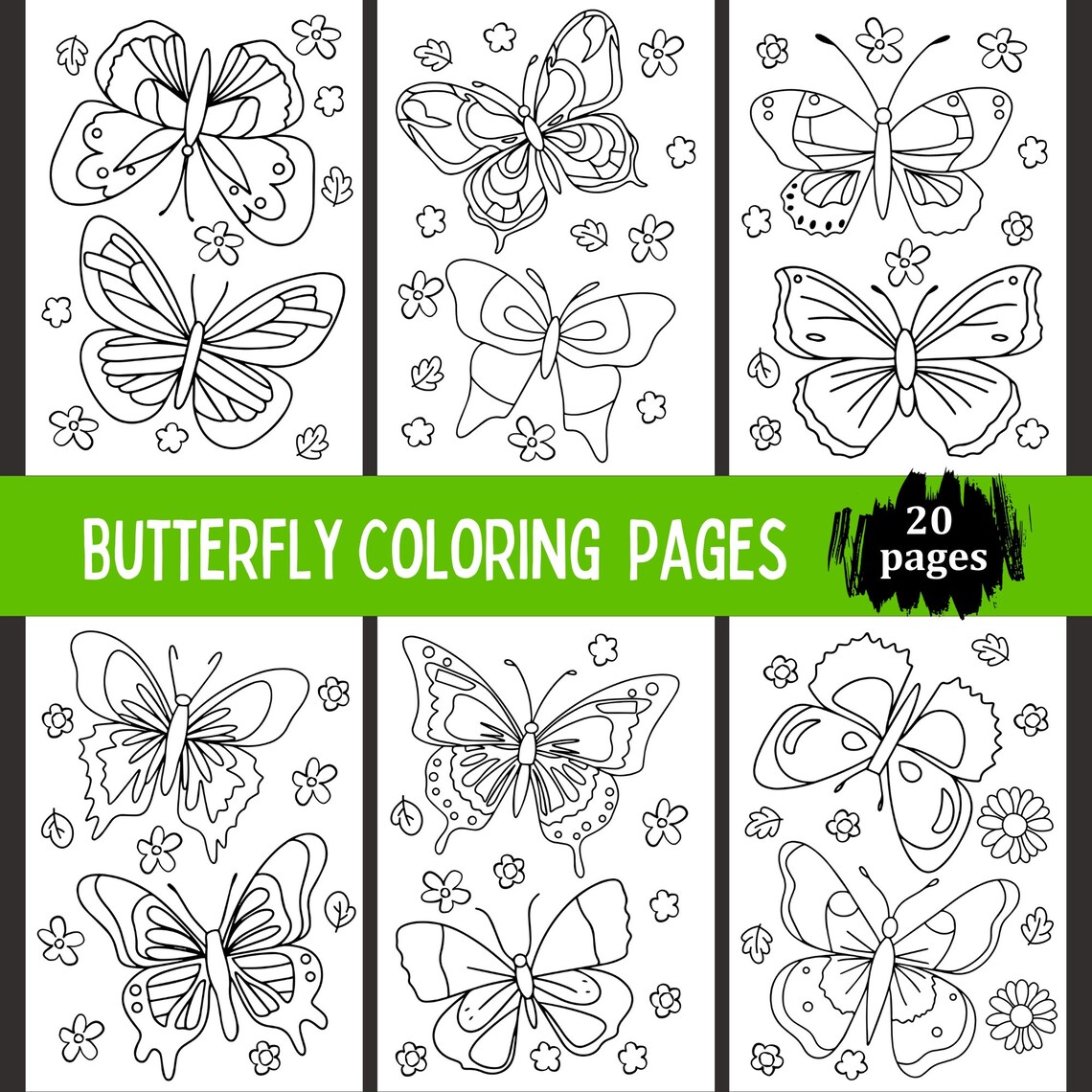 Butterfly Coloring Pages for Kids, Butterfly Activity Pages, Insect ...