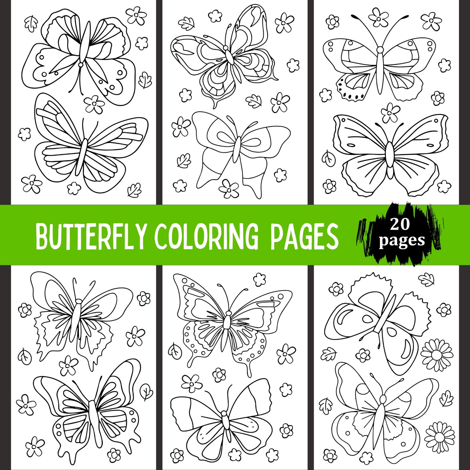 Butterfly Coloring Pages for Kids, Butterfly Activity Pages, Insect ...