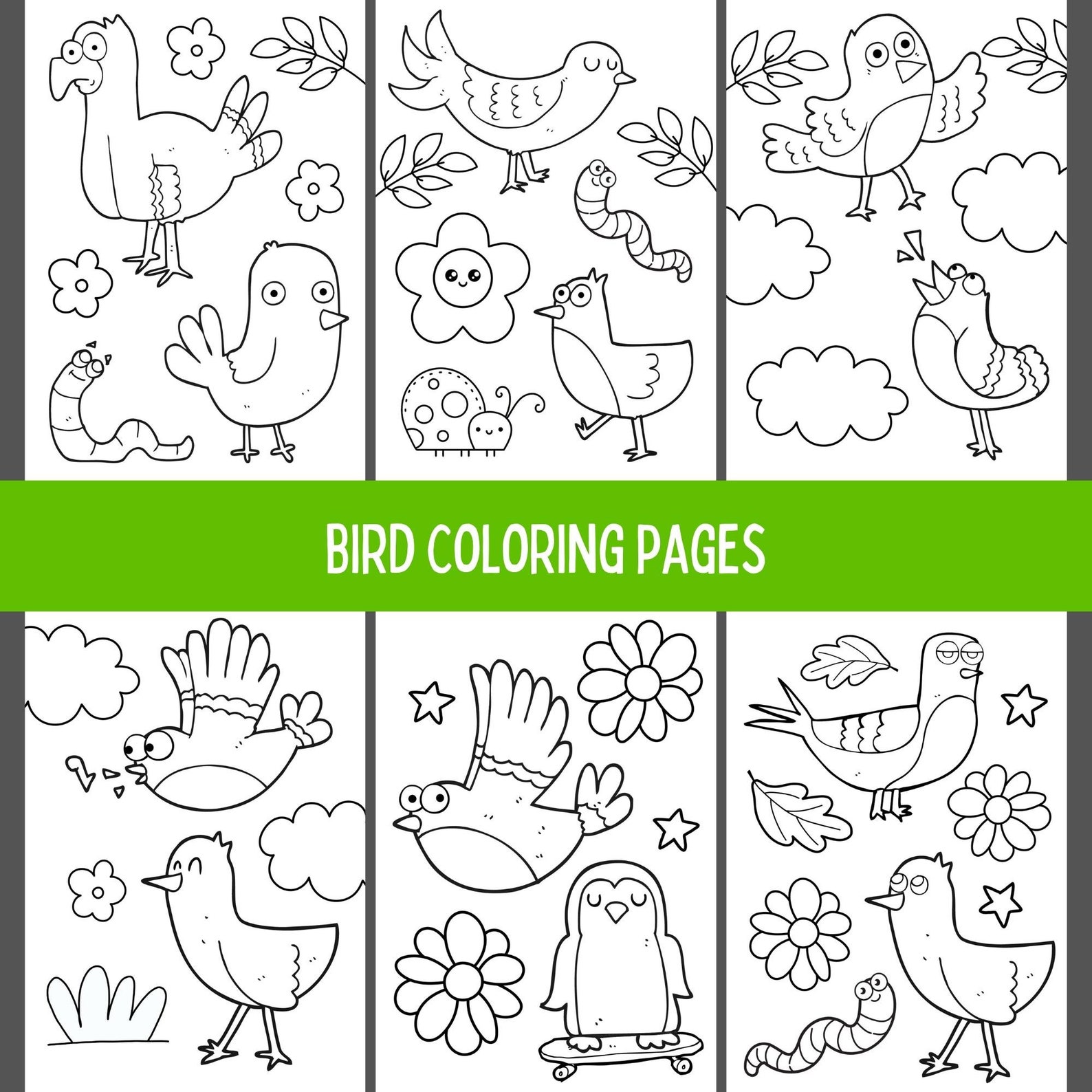 Cute Bird Coloring Pages for Kids, Bird Themed Party, Owl Coloring ...