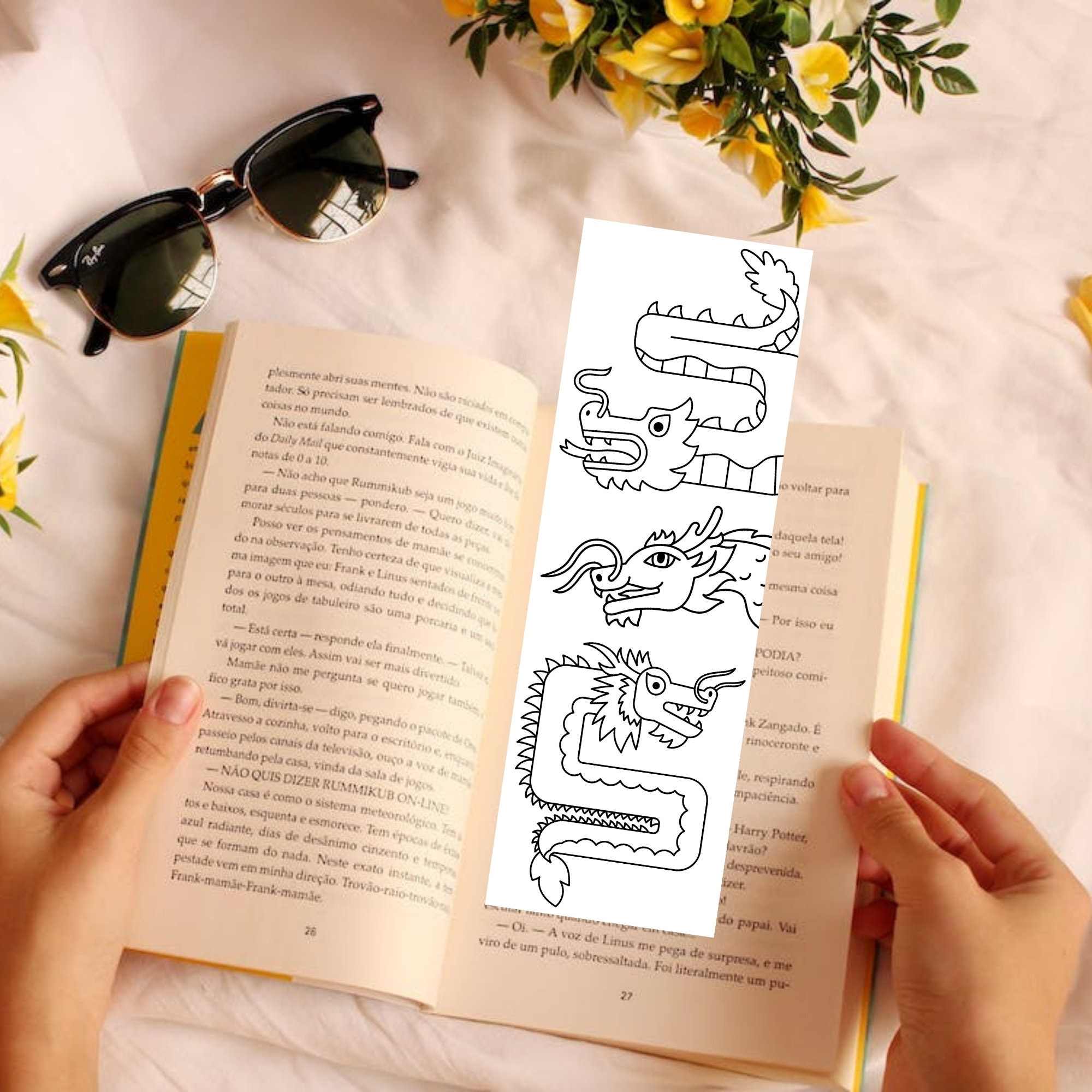 Dragon Coloring Bookmarks for Kids, Dragon Bookmarks, Printable ...
