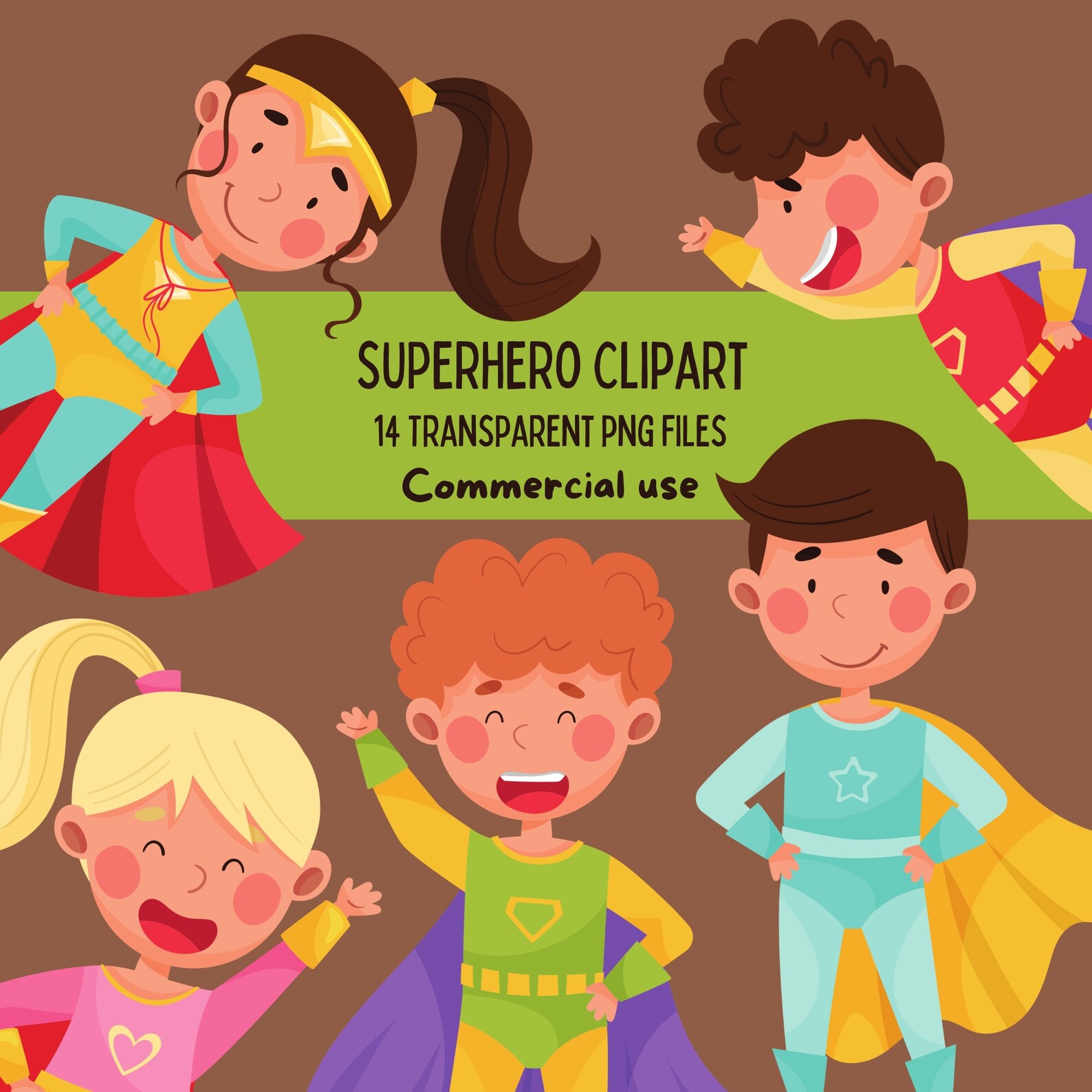 Baby Superhero Clipart for Kids, Superhero Kids Clipart, Cartoon ...