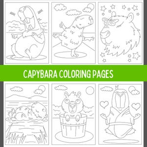 Cute Capybara Coloring Pages for Kids, Capybara Coloring Sheet ...