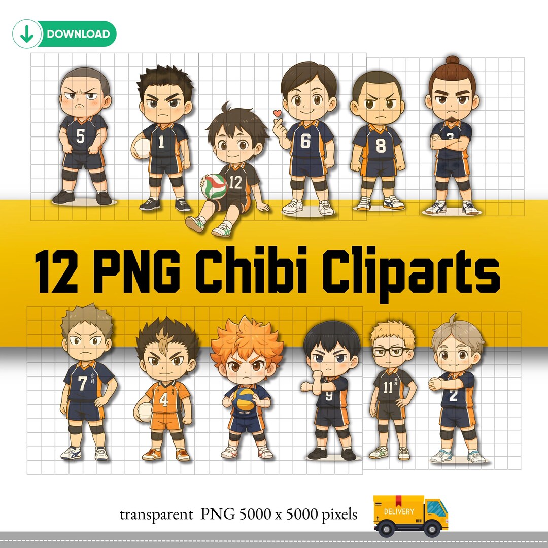 12 Chibi Volleyball Player Pngs | Anime Sports Clipart | Transparent ...