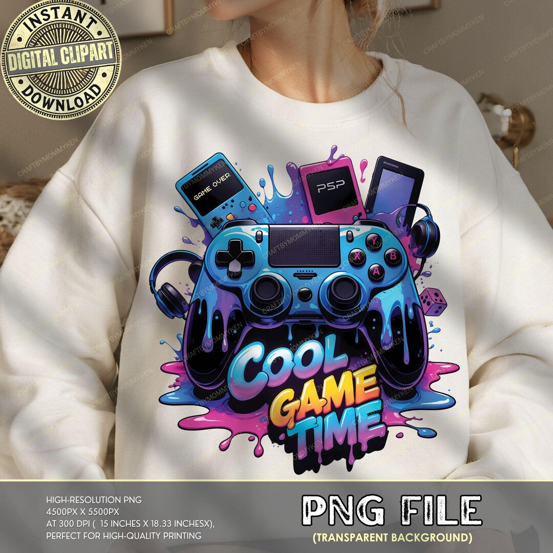 Cool Game Time Gaming PNG, Urban Controller Png, T-shirt Designs for ...