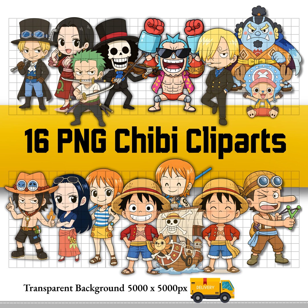 16 Chibi Pirate Crew PNG Cliparts | Anime-inspired Character Set ...
