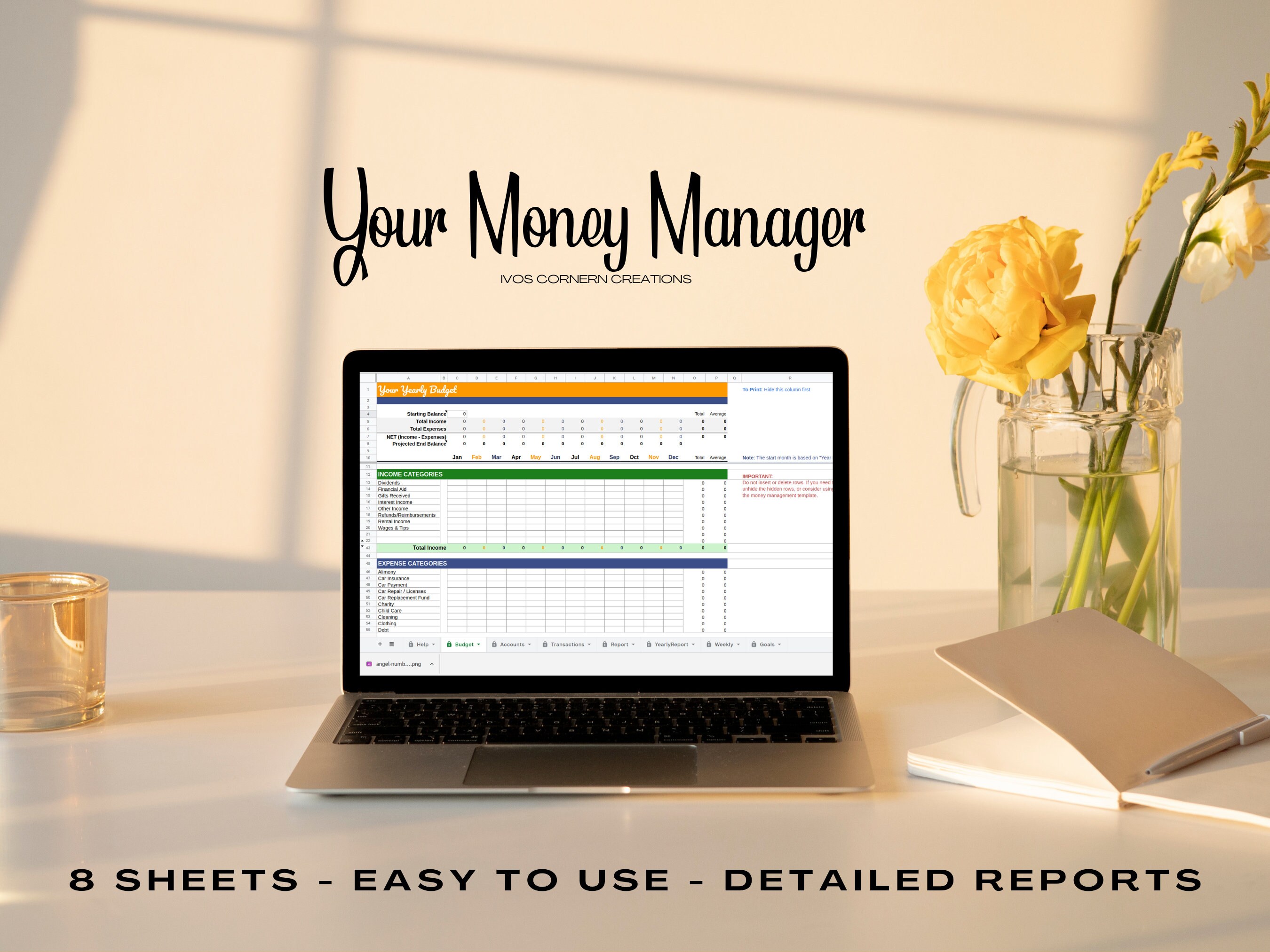 Your Money Manager Spreadsheet Template - to Manage Budget, Your ...