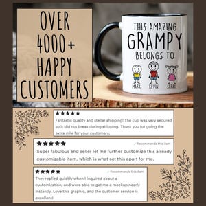 Personalized Grampy Gift, Grampy Coffee Mug, Grampy Grandkids Name ...