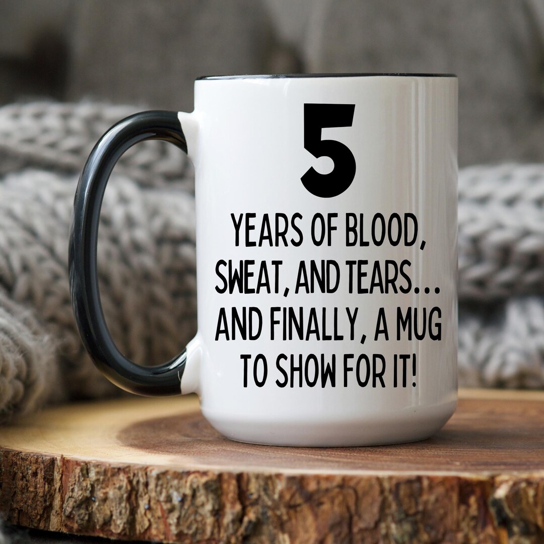 Fifth Work Anniversary, 5 Years Work Service Mug, 5th Retirement Mug ...