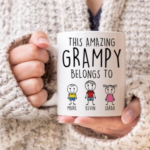 Personalized Grampy Gift, Grampy Coffee Mug, Grampy Grandkids Name ...