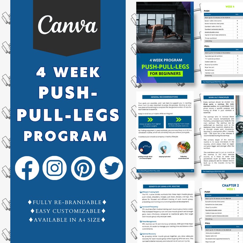 Editable Canva Template 4 Week Push-pull-legs Program for - Etsy Australia