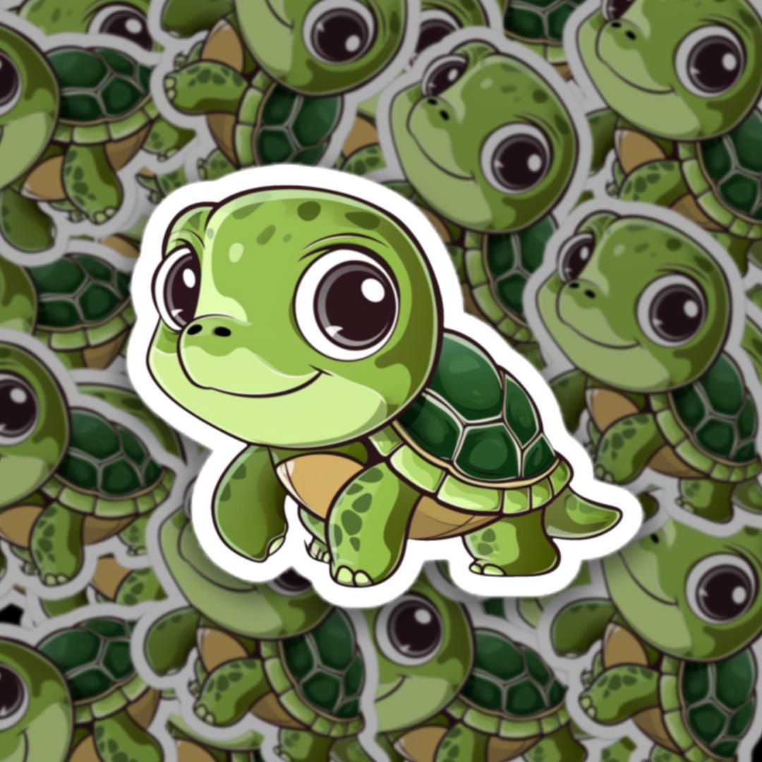 Cute Turtle Kawaii Sticker Playful Decal for Laptops, Water Bottles ...