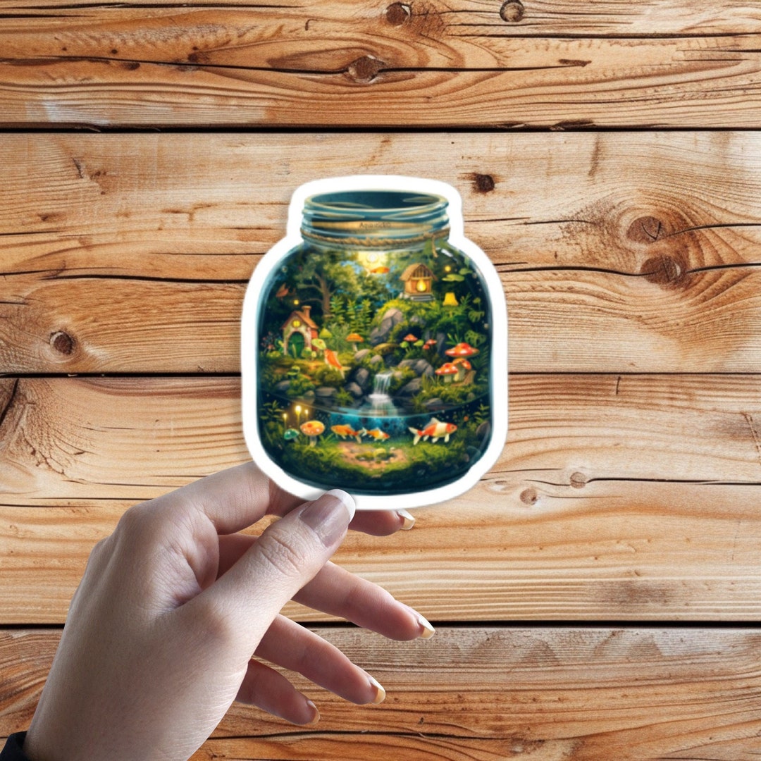 Aquarium Jar Sticker Aquascape Vinyl Stickers Playful Stickers for ...