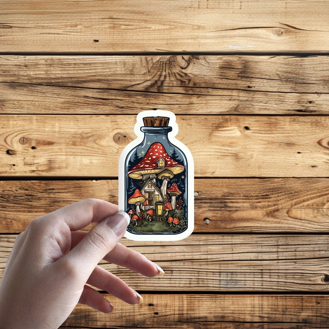 Cottage Core Sticker Laptop Stickers Mushroom House Jar Bottle Sticker ...