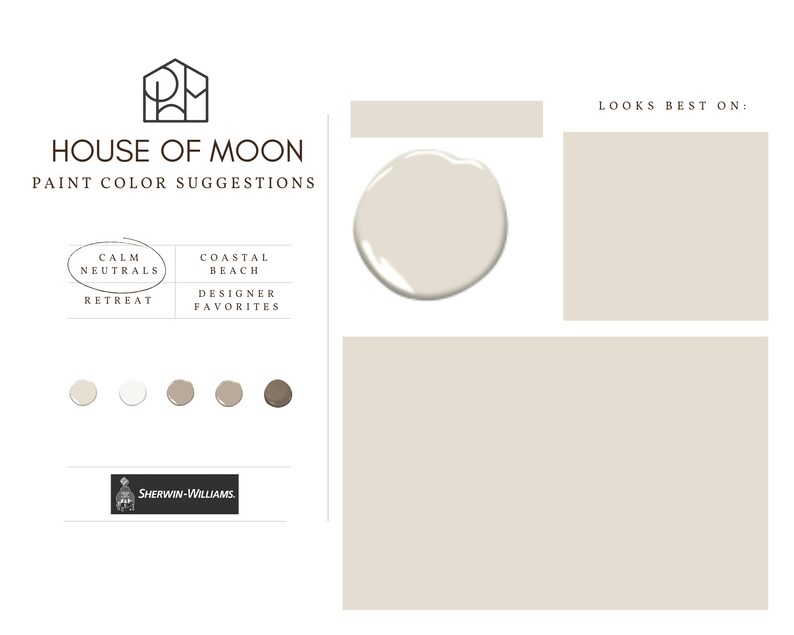 Calm Neutral Paint Color Palette - Sherwin Williams - Etsy