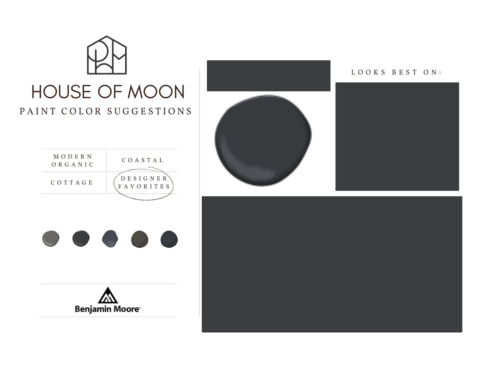 Black Paint Color Palette - 2024 Benjamin Moore Paint Palette - Etsy