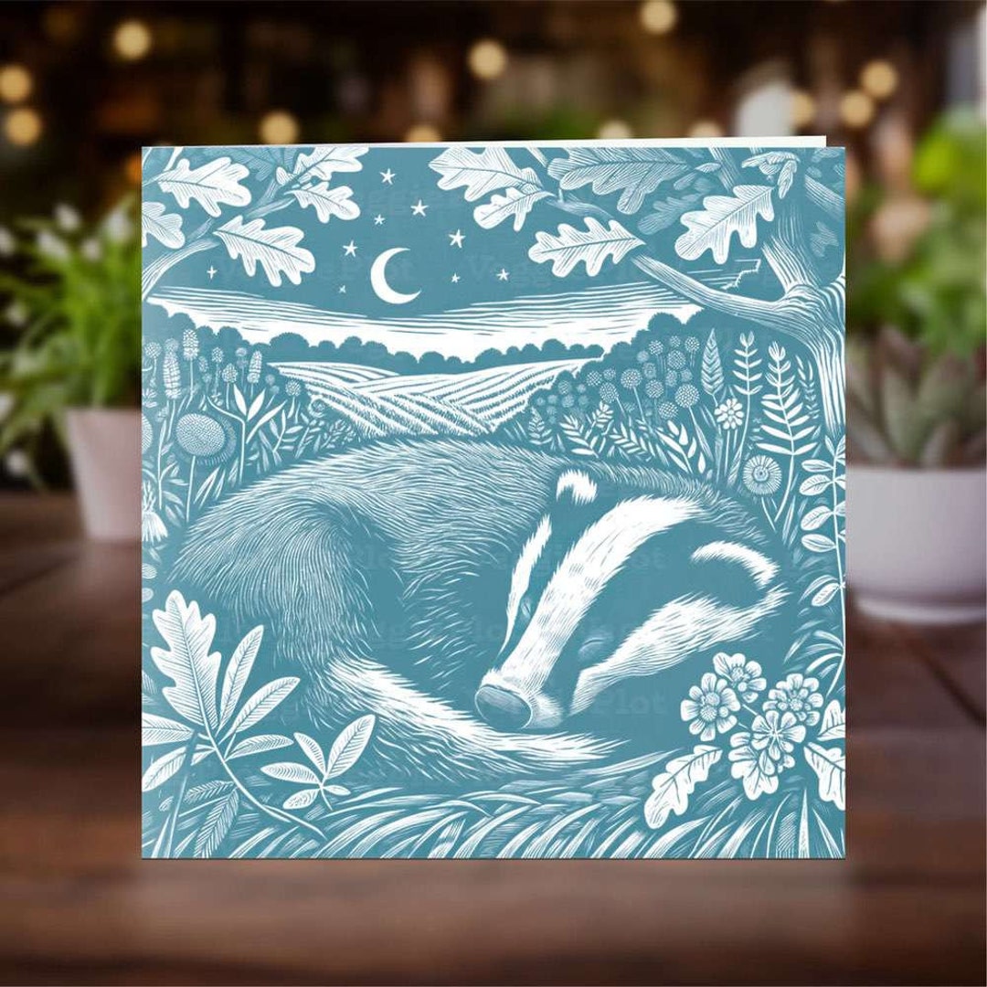 Badger Greeting Card, Badger, Animal Greeting Card, Animal Card, Greetings Card, Wild Animal ...