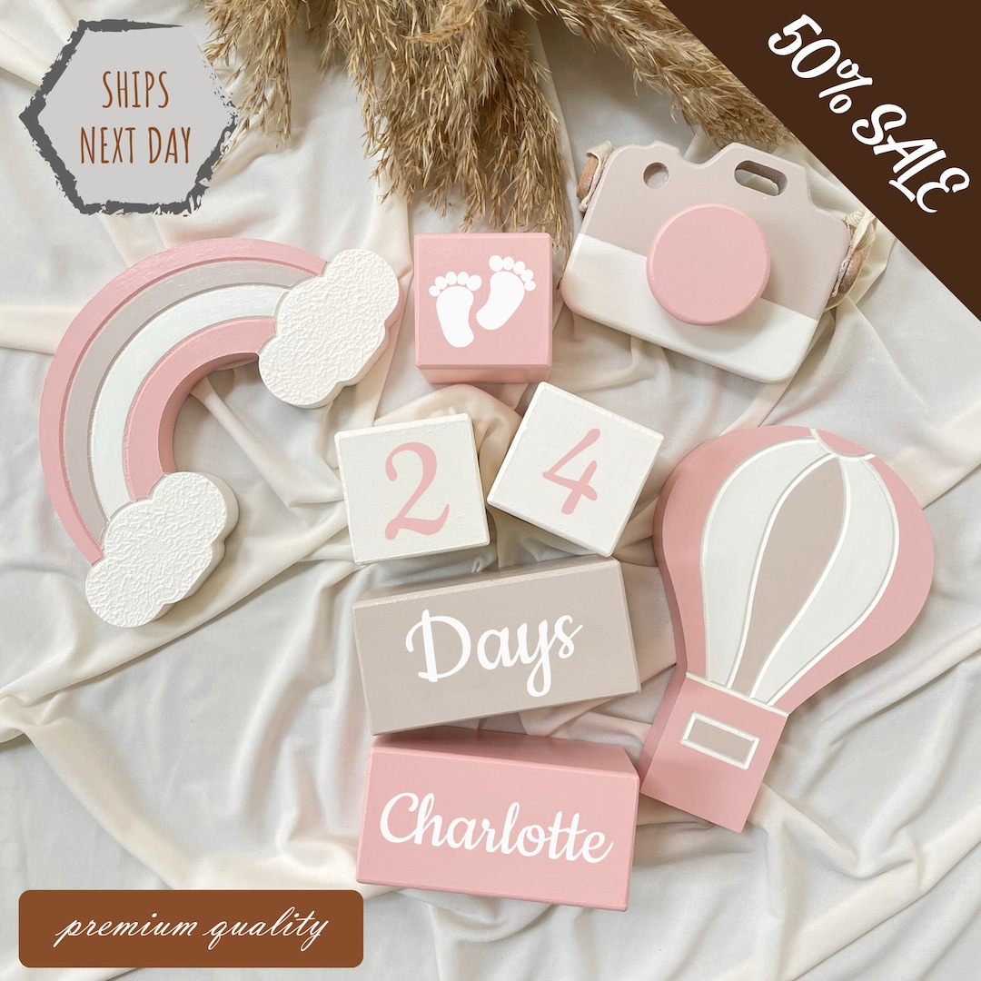 Wooden Baby Milestone Cubes (custom Colours), Pregnancy Gift,photo ...