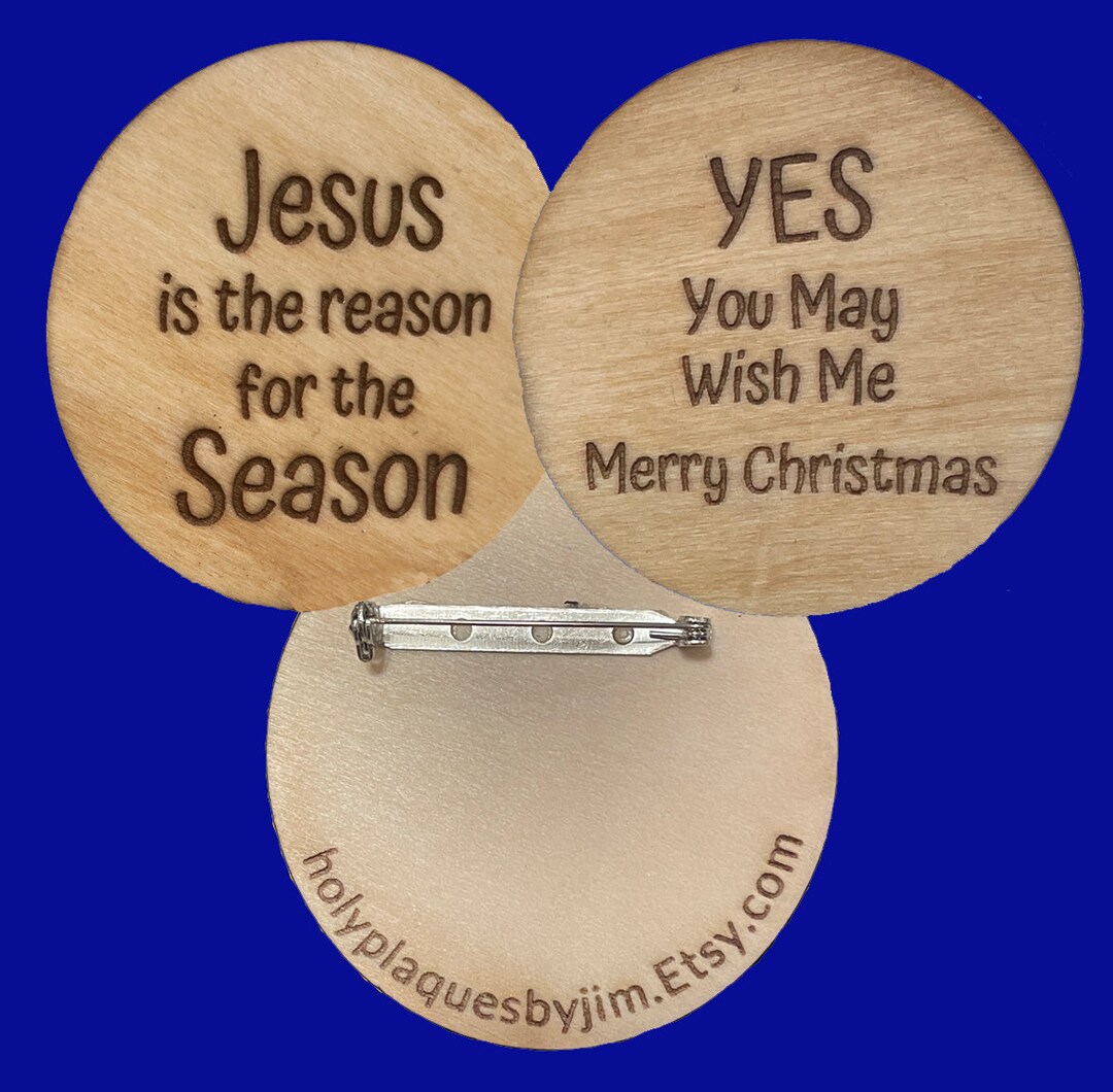 Laser Engraved Christmas Basswood Button Pin - Set of 5 - Etsy