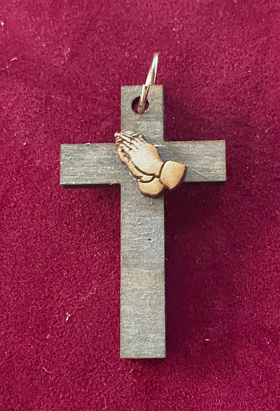 Cross Pendant With Praying Hands Laser Etched and Laser Cut. Attached ...