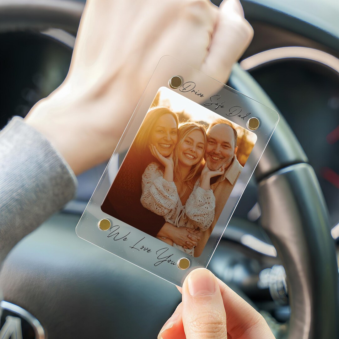 Personalized Drive Safe Dad Car Visor Clip, Custom Photo Acrylic Car ...