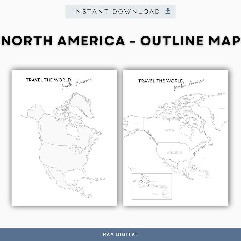 North America Map to Color - Etsy