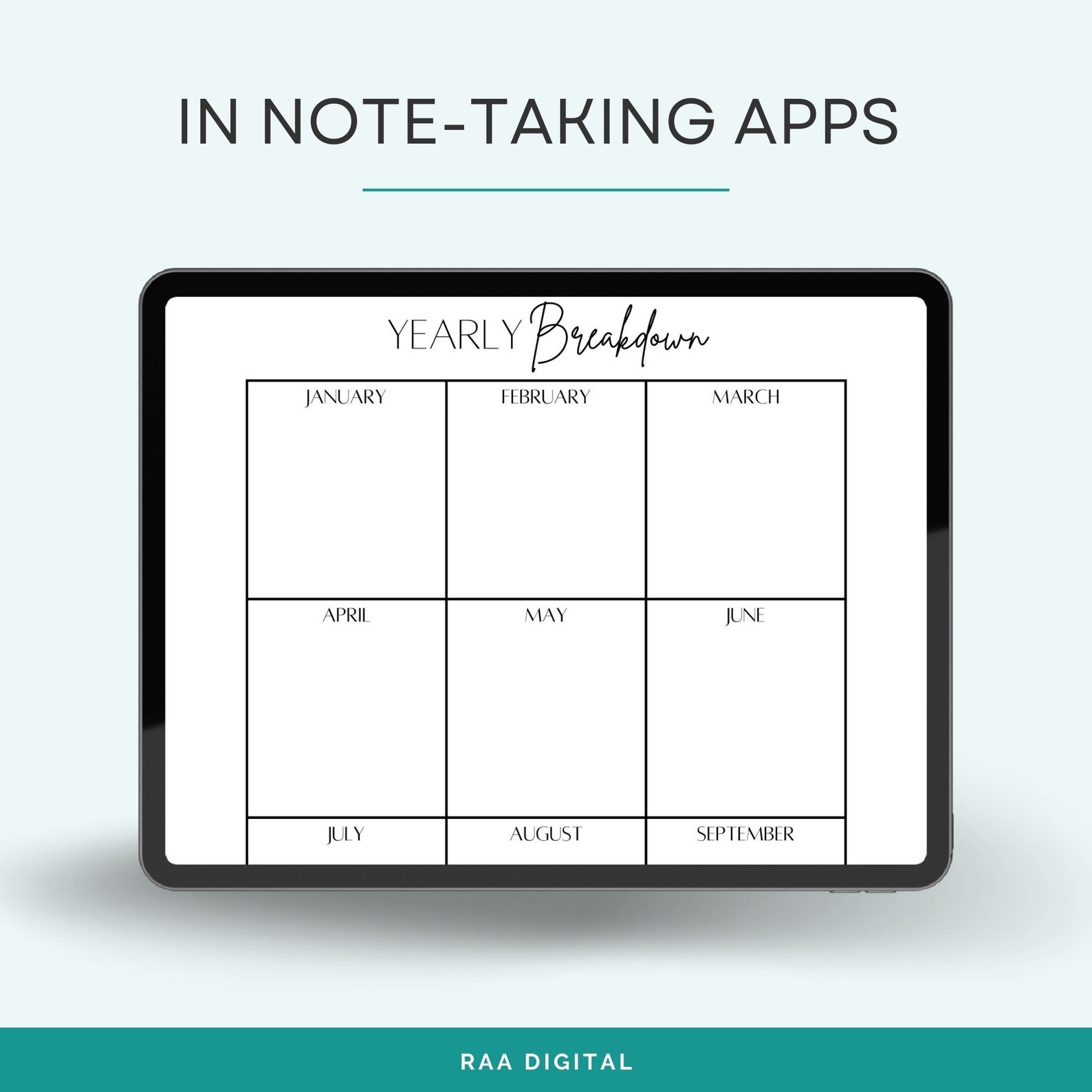 Year on One Page, Yearly Breakdown, Goal Setting, Yearly Calendar ...