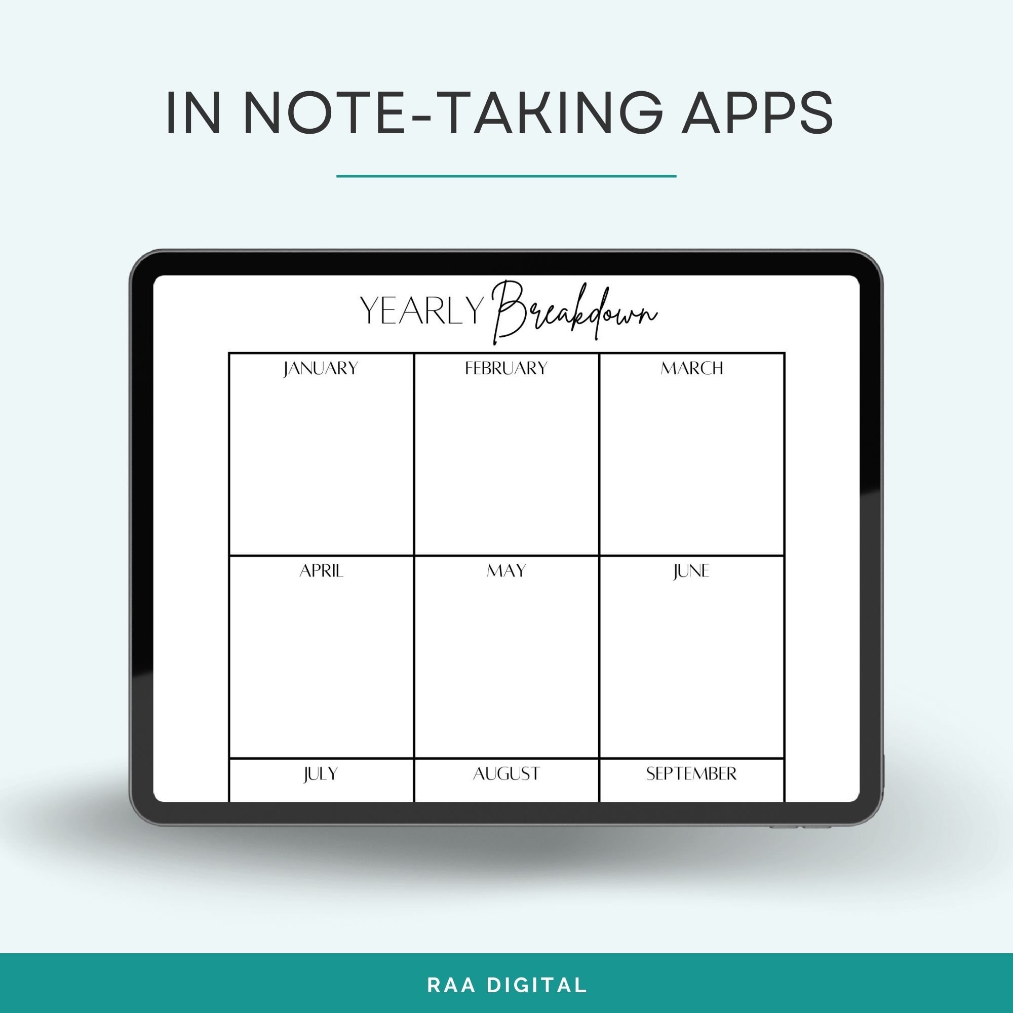 Year on One Page, Yearly Breakdown, Goal Setting, Yearly Calendar ...
