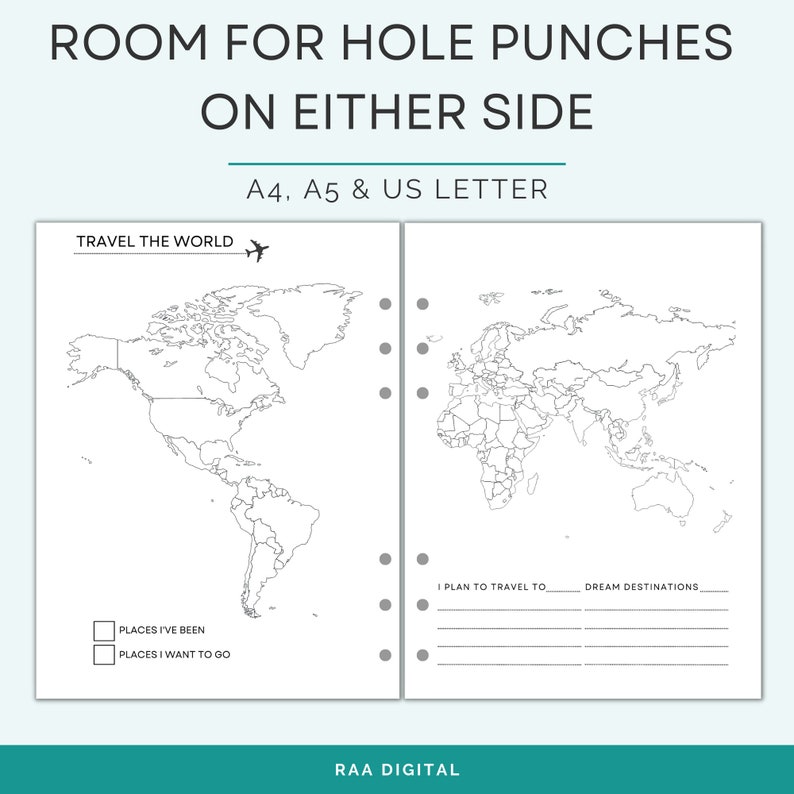 Blank Outline World Map Printable, Bucket List Travel Map, Travel Map ...