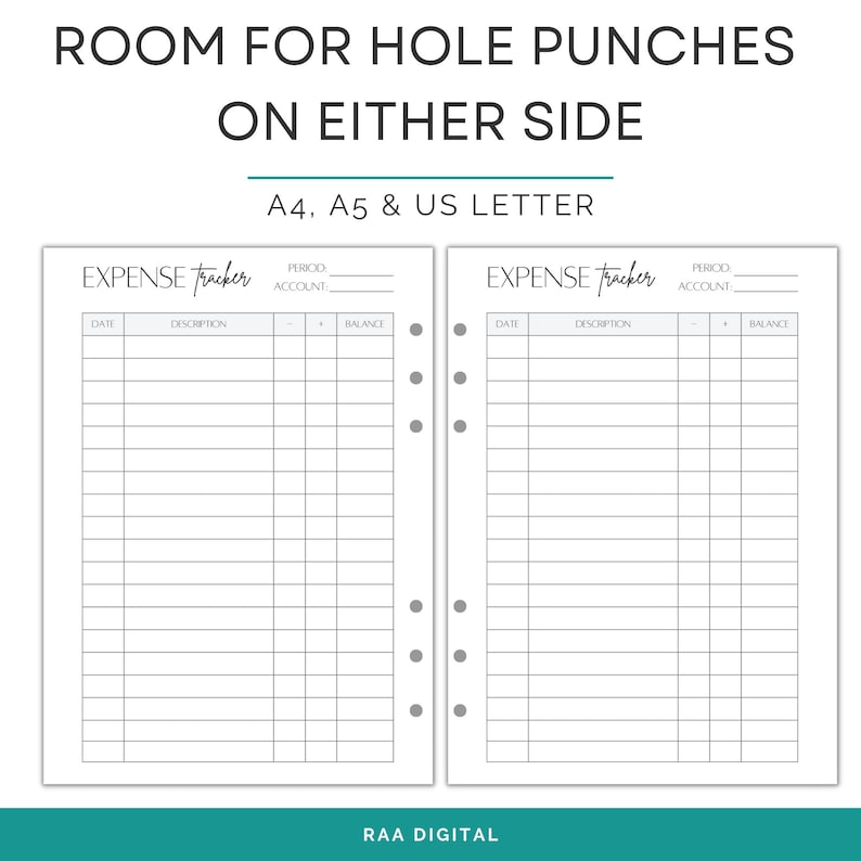 Expense Tracker Printable, Track Your Budget and Spending, Financial ...