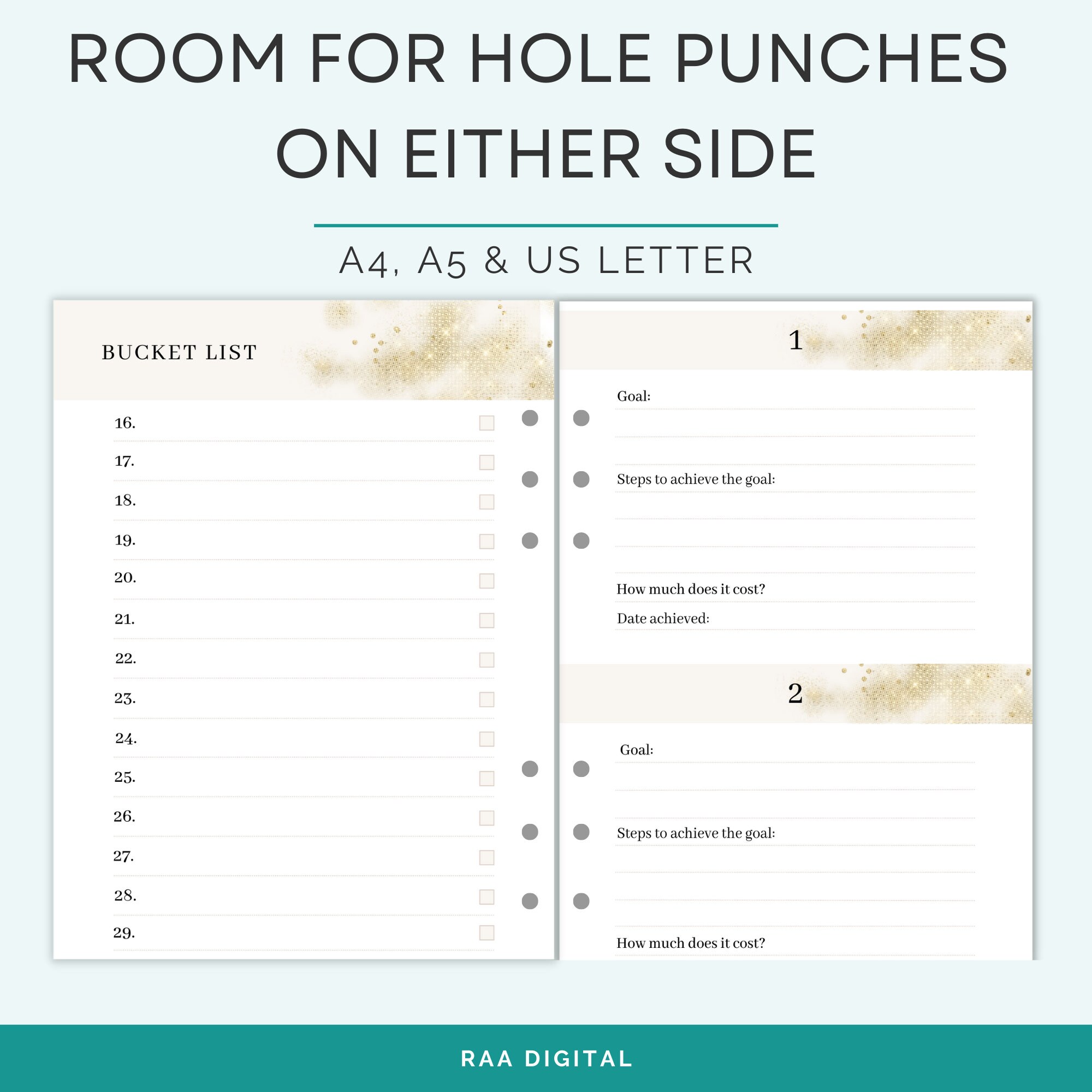 Bucket List Template, Printable Bucket List, Life Goals, 100 Things to ...