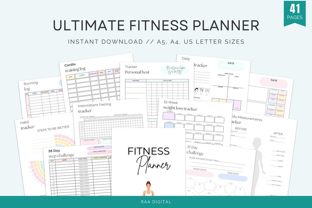 Pastel Rainbow Fitness Planner: Weight Loss, Workout, and Habit Tracker ...