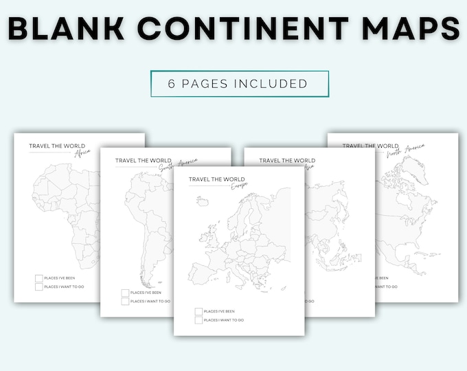 Continents Map - Etsy
