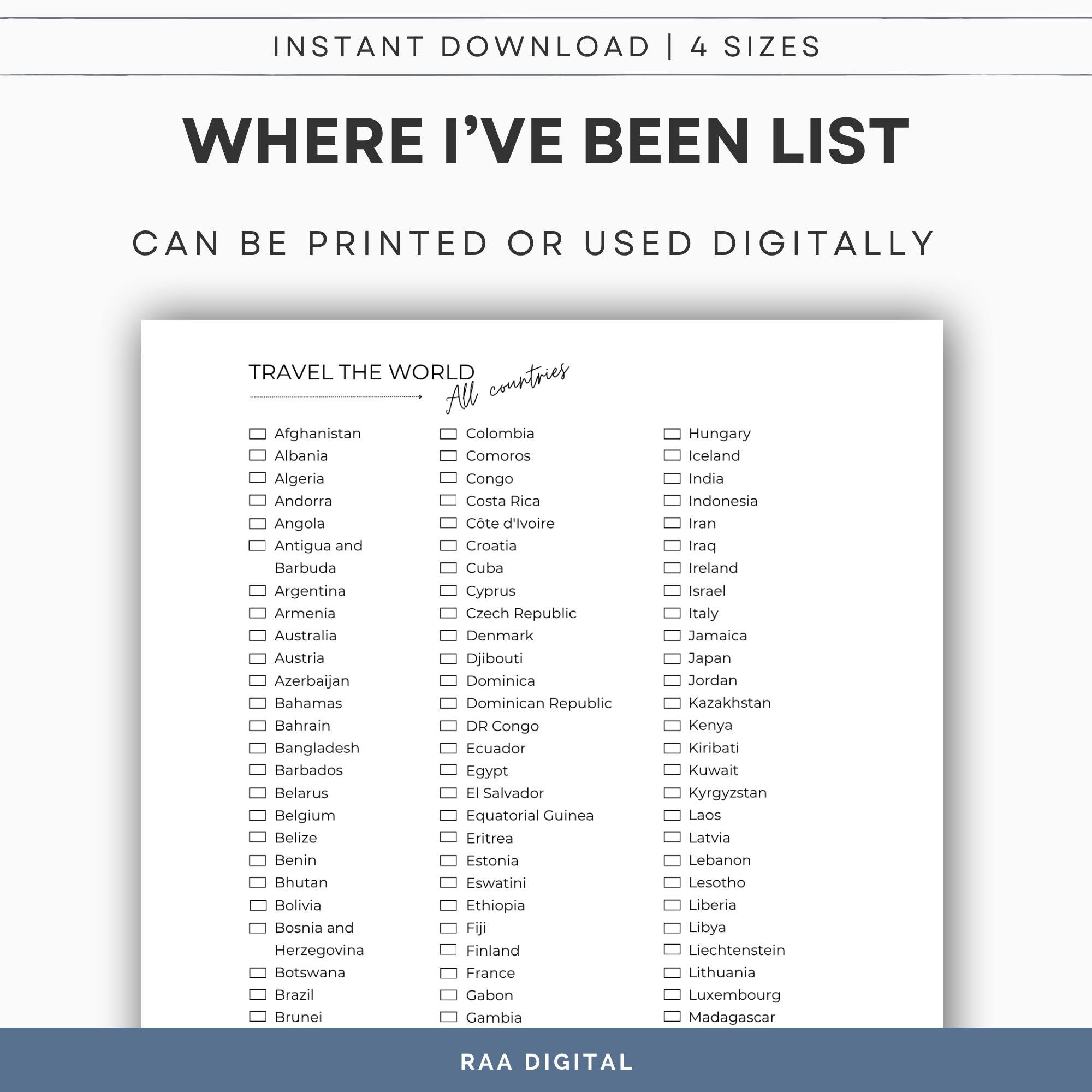 All Countries, Dependencies and Territories Checklist, Check of Where I ...