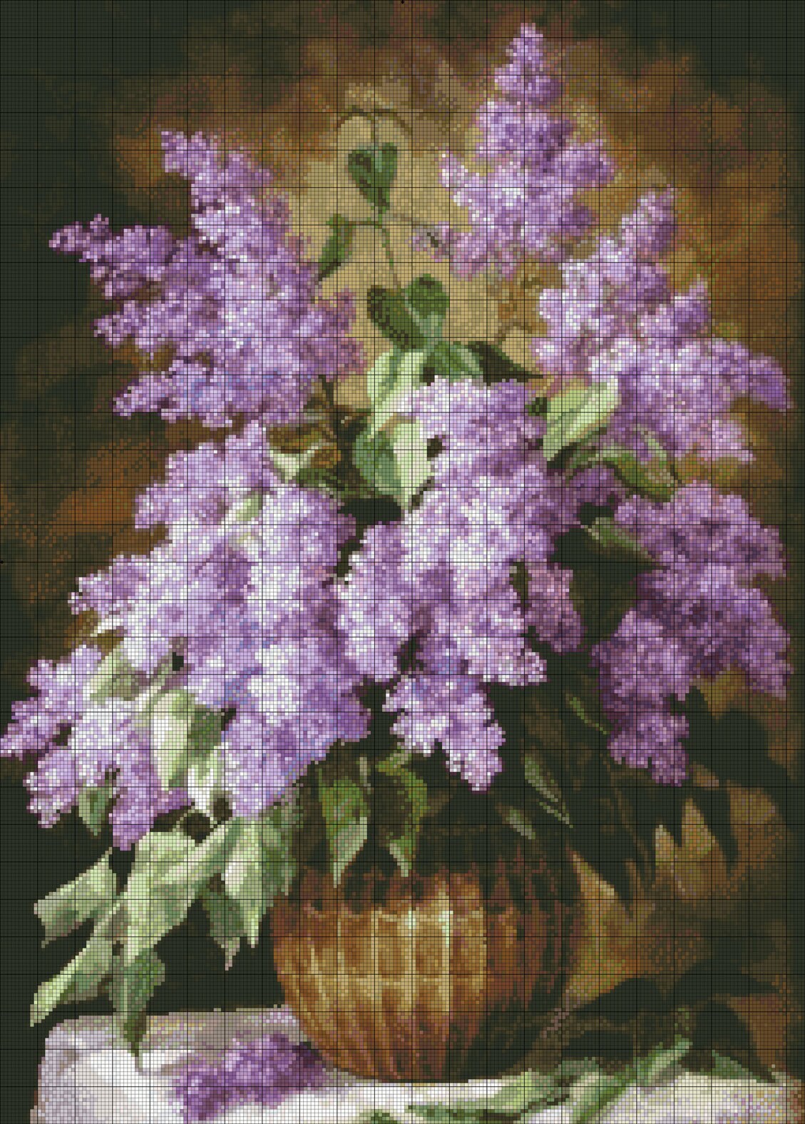 Counted Cross Stitch Pattern Still Life: Lilac in a Vase, Floral ...