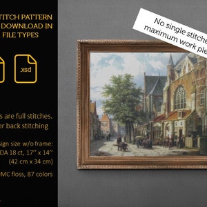 Cross Stitch Pattern of Dutch Street, Netherlands Old City Scenery ...