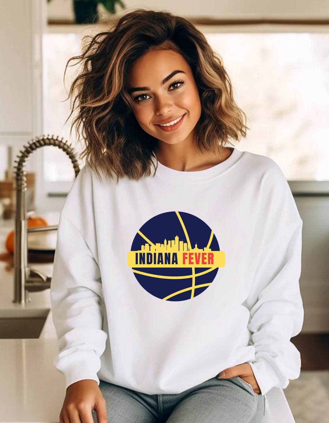 Indiana Fever, Caitlin Clark, Wnba, Crew Neck, Sweatshirt, Angel Reese ...