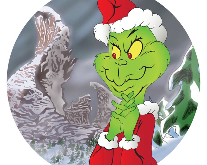 Grinch Mountain, Metal Wreath Sign, Door Decor, Round Wreath Sign. Now ...